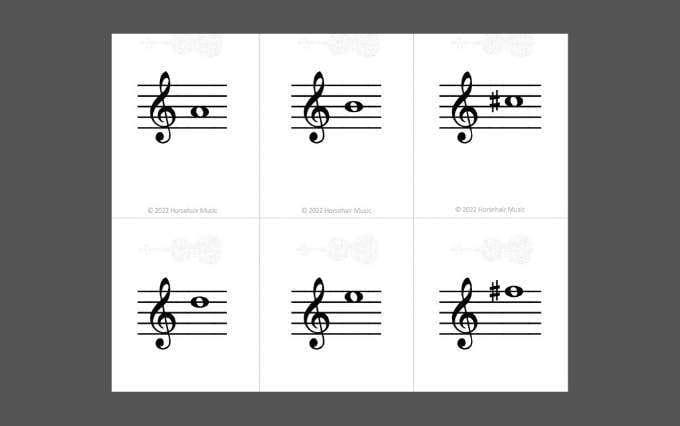 Treble Clef Flashcards for Violin - Horsehair Music