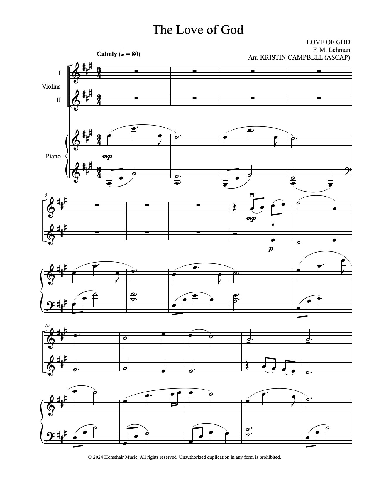 The Love of God - Violin Duet - Horsehair Music